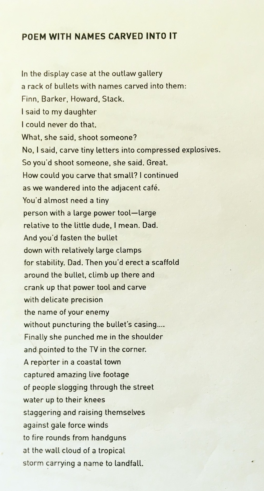 Poem With Names Carved Into It, from William Stobb’s forthcoming You ...